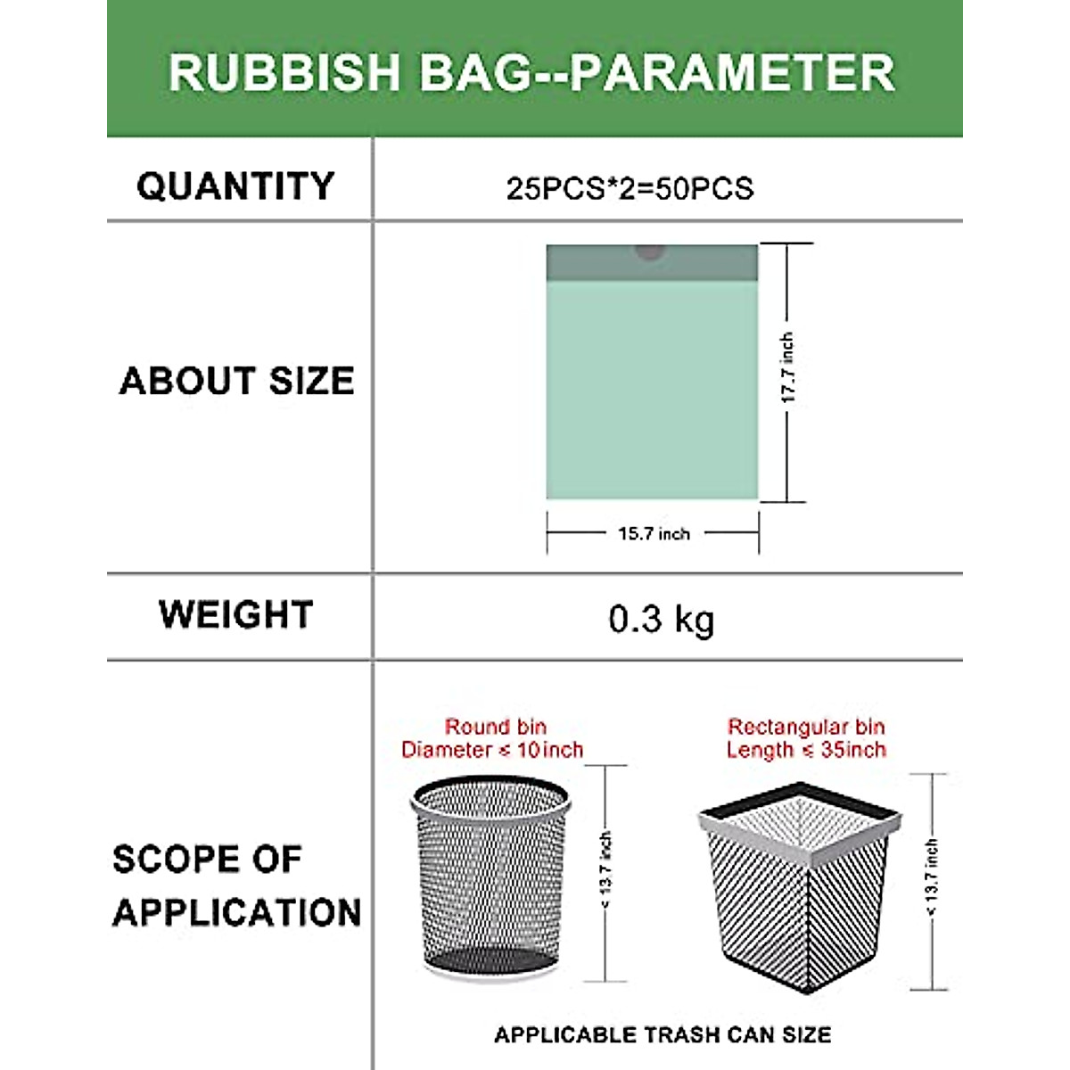 Small Trash Bags, AYOTEE 2 gallon trash bag Drawstring Compostable Trash Bags, 50 Counts Small Garbage Bags Bathroom Trash Bags Compost Bags Waste Basket Liners for Bathroom,Office,Pet,Car (Green)