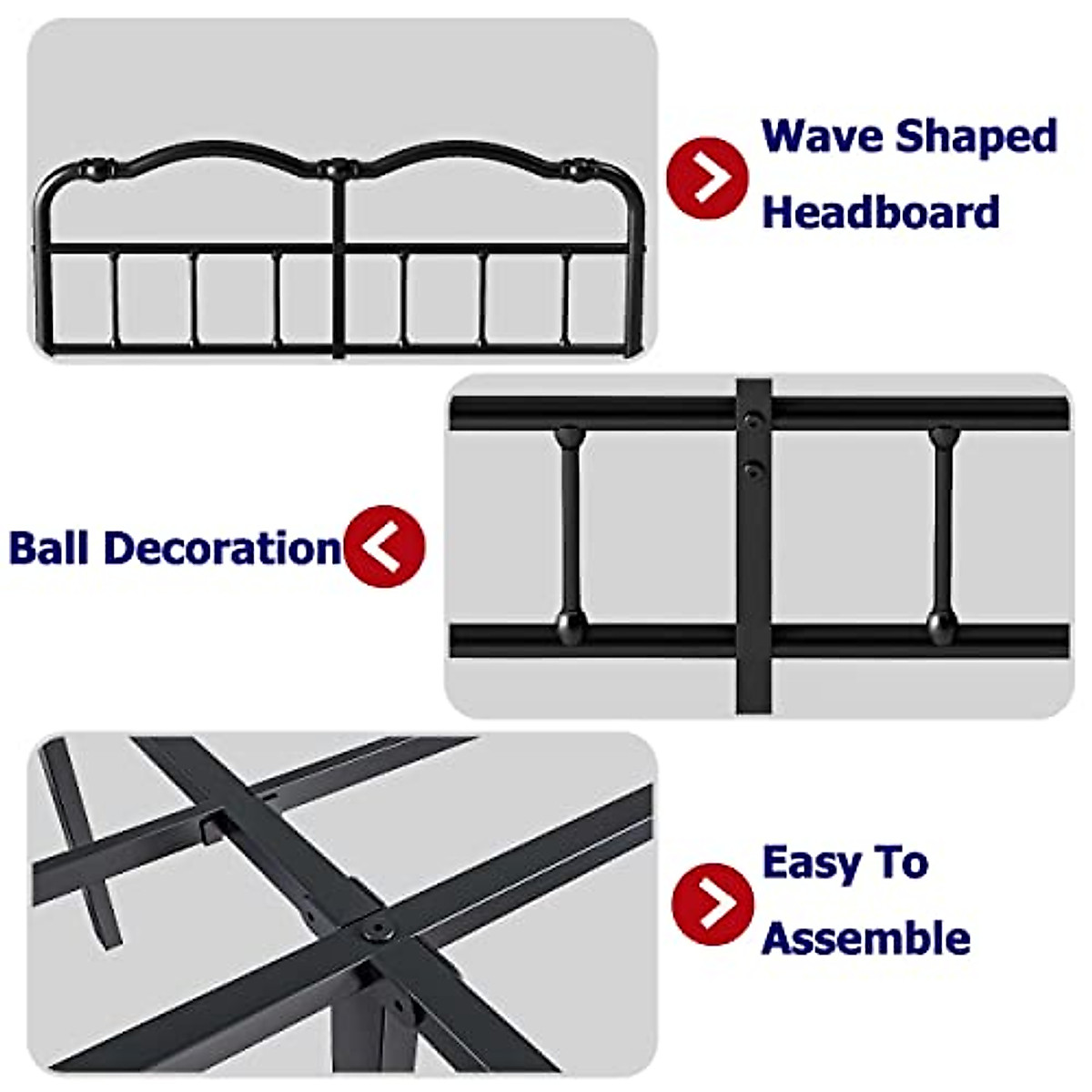 FDLOGW Cal King Size Bed Frame with Headboard and Footboard, 14 Inch High, No Box Spring Needed Heavy Duty Metal Platform Bedframe, Noise Free