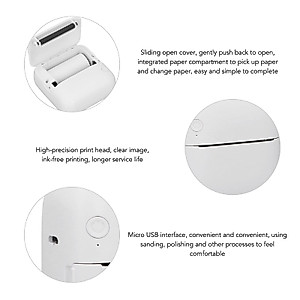 Febuliy Print Pod Mini Sticker Printer,Thermarote Mini Printer,Mini Printer White Thermal Label Printer Photo Picture Pocket Printer Bluetooth for Home Office Label Notes