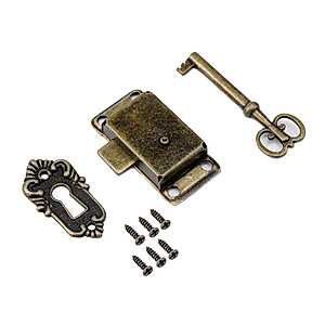Mcredy 4 Sets vintage lock,2.1 Inch Retro Cabinet Drawer Lock Case Jewelry Box Lock Spring Latch Lock with Key,Bronze