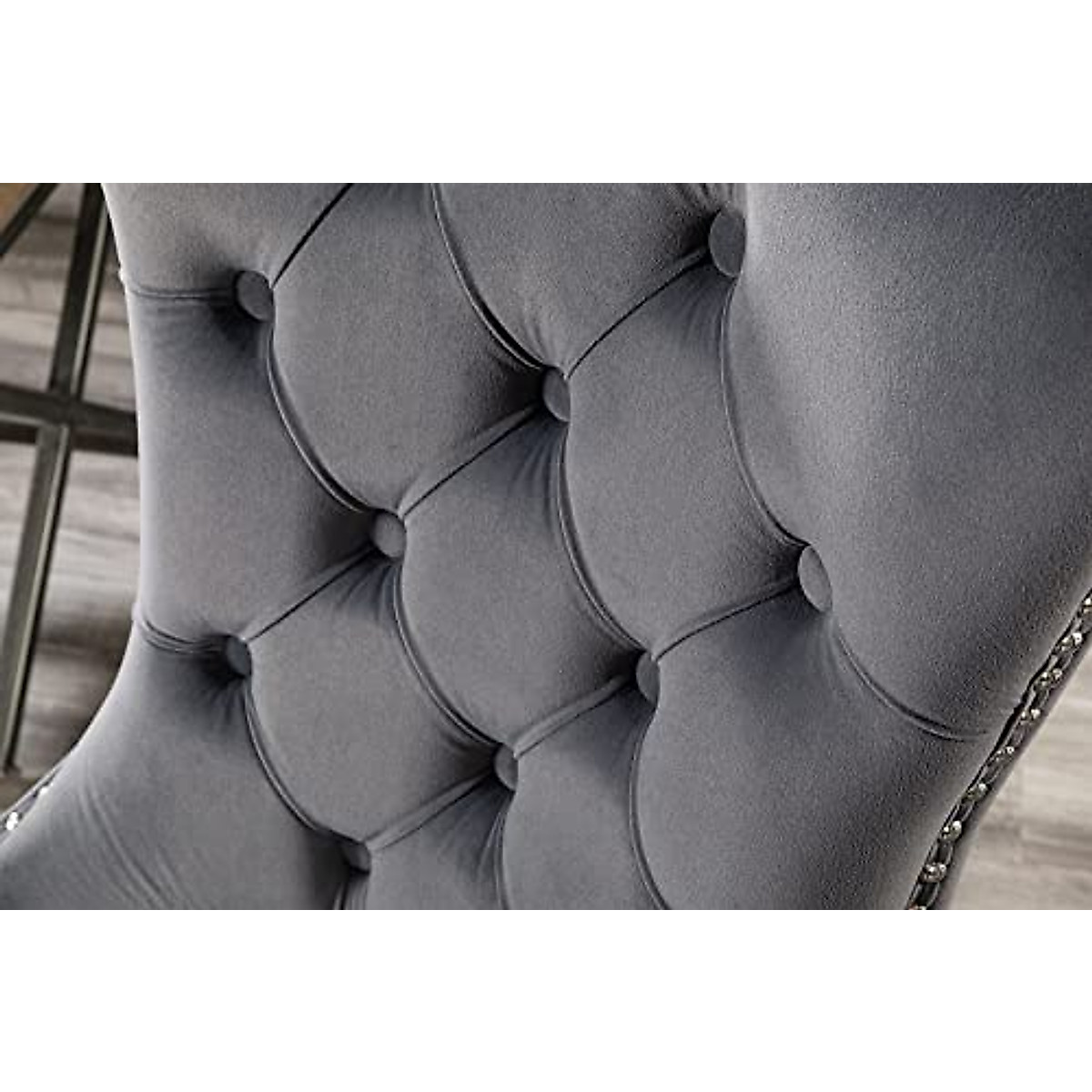 Dining Room Chairs Set of 4 Button-Tufted Accent Armless Modern Velvet Upholstered Padded Parson Side Chairs with Sturdy Legs for Kitchen Restaurant Office Lobby Lounge Living Room (Dark Grey)