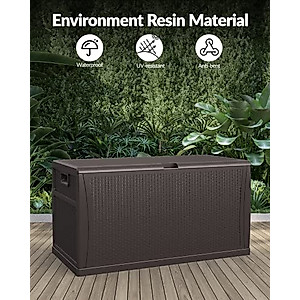 DEXSO Deck Box 120 Gallons Outdoor Storage Box for Patio Cushions Pillows Sofa Cover Gardening Tools Kids Toy Pool Towel & Chemicals, Open & Close with One Hand, Black
