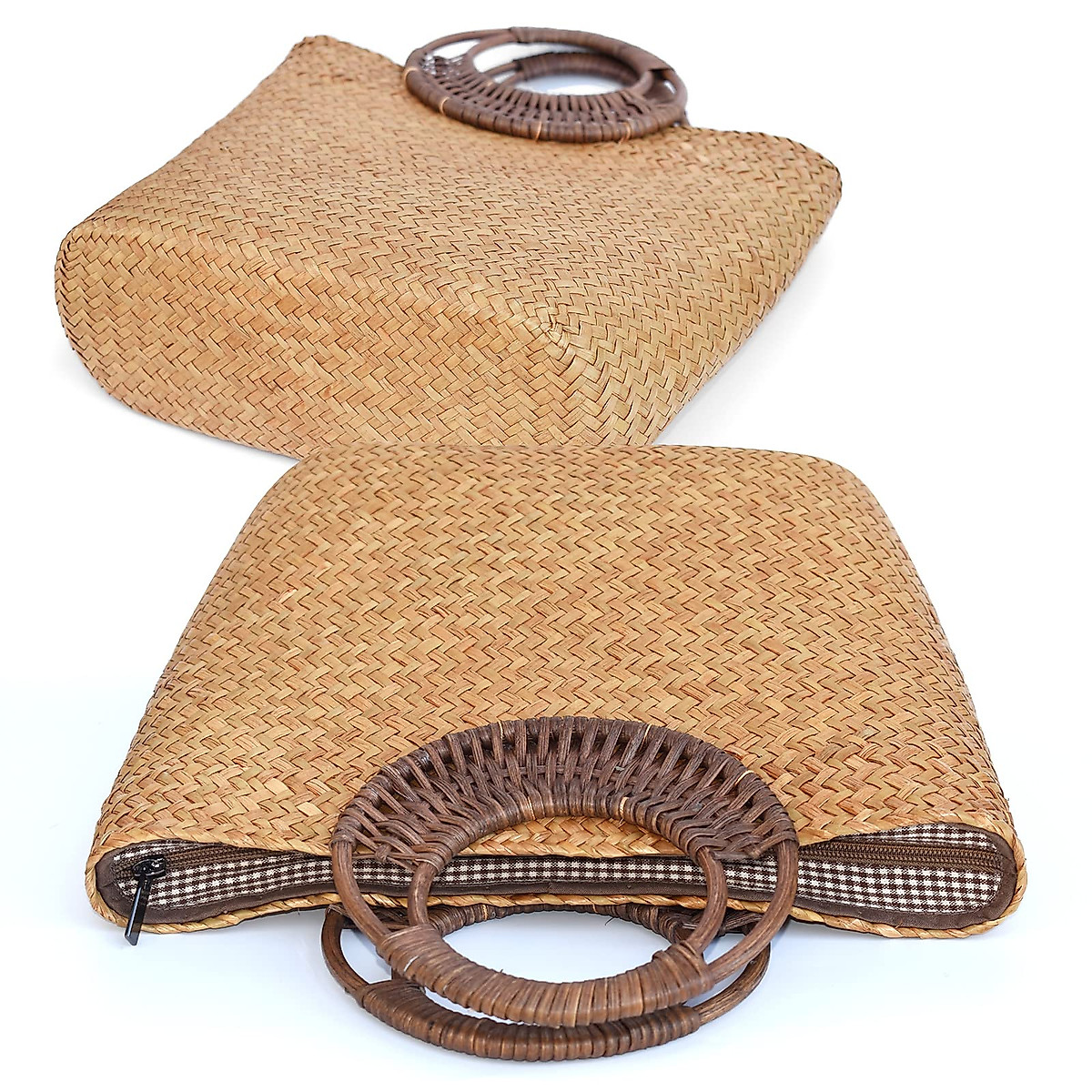 TICYACK Women's Top-handle Handbags, Handmade Straw Bag/Straw Purse for Womens for Daily Use, Beach, Travel