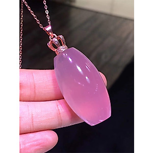 Muko Gemstone Genuine Natural Rose Quartz Pink Crystal Barrel Women Pendant 34x19mm AAAAA