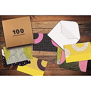 Better Office Products 100-Pack All Occasion Greeting Cards, Modern Art Designs, Assorted Blank Note Cards, 4 x 6 inch, 6 Exclusive Abstract Designs, Blank Inside, with Envelopes