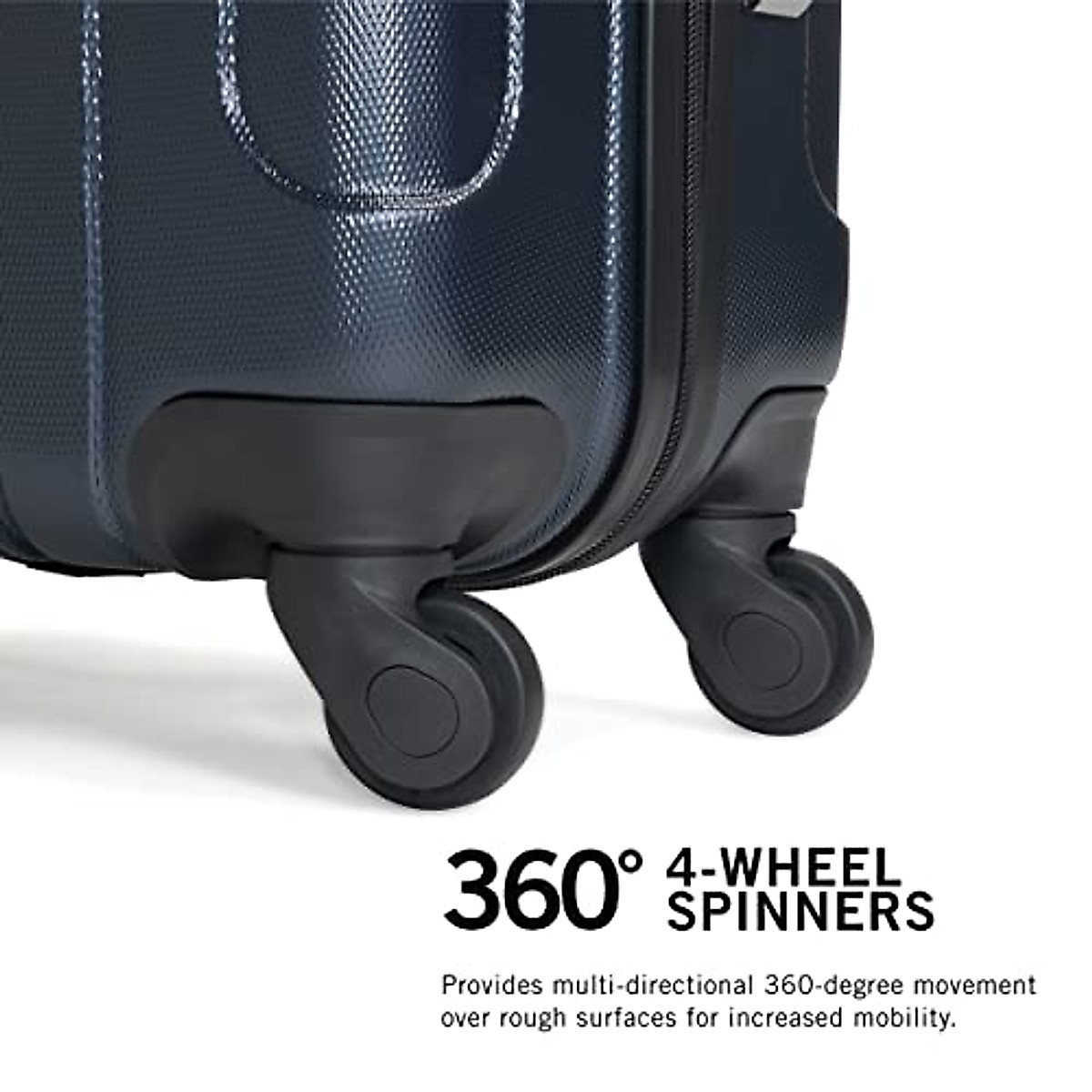 KENNETH COLE Out of Bounds Lightweight Durable Hardshell 4-Wheel Spinner Cabin Size Travel Suitcase, Navy, 3-Piece Set (20", 24", & 28")