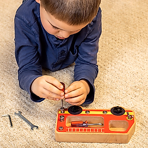 Montessori Screwdriver Set with Bolt Board. Toddler Tool Set with Real Tools for Kids Who Love Fire Truck Toys. Wooden Montessori Toys for 3, 4, 5 Year Olds. Fine Motor Toy for Preschool Learning.