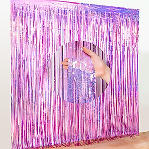 2Packs Shiny Corlorful Metallic Tinsel Foil Fringe Curtains Photo Booth Props for Engagement Bridal Shower Bachelorette Baby Shower Bachelorette Holiday Celebration ERAS Party Decorations