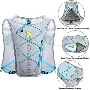 N NEVO RHINO Running Vest for Women, Water Backpack, Hydration Running Vest for Hiking, Trail Marathon Race, Ideal for Women and Men (Pack with 1.5L Water Bladder)
