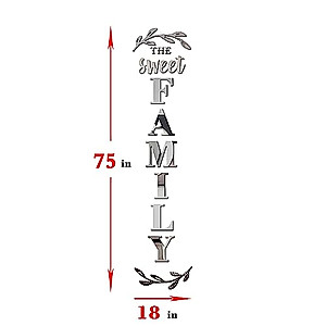 YUZUCMCM Home Wall Decor Family Letter Signs Mirrors Wall Stickers Wall Decor for Living Room Bedroom Wall Decals Peel and Stick(Silver, 88 X 18 in)