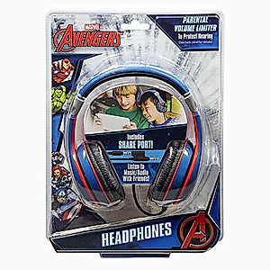 eKids Avengers Kids Adjustable Headband, Stereo Sound, 3.5Mm Jack, Volume Limited Headphones for School, Home, Travel