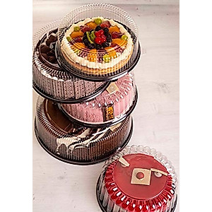 Wow Plastics Inc. 8" Cake Container - 10 1/2" Black Base - 4" Tall - 50/Case