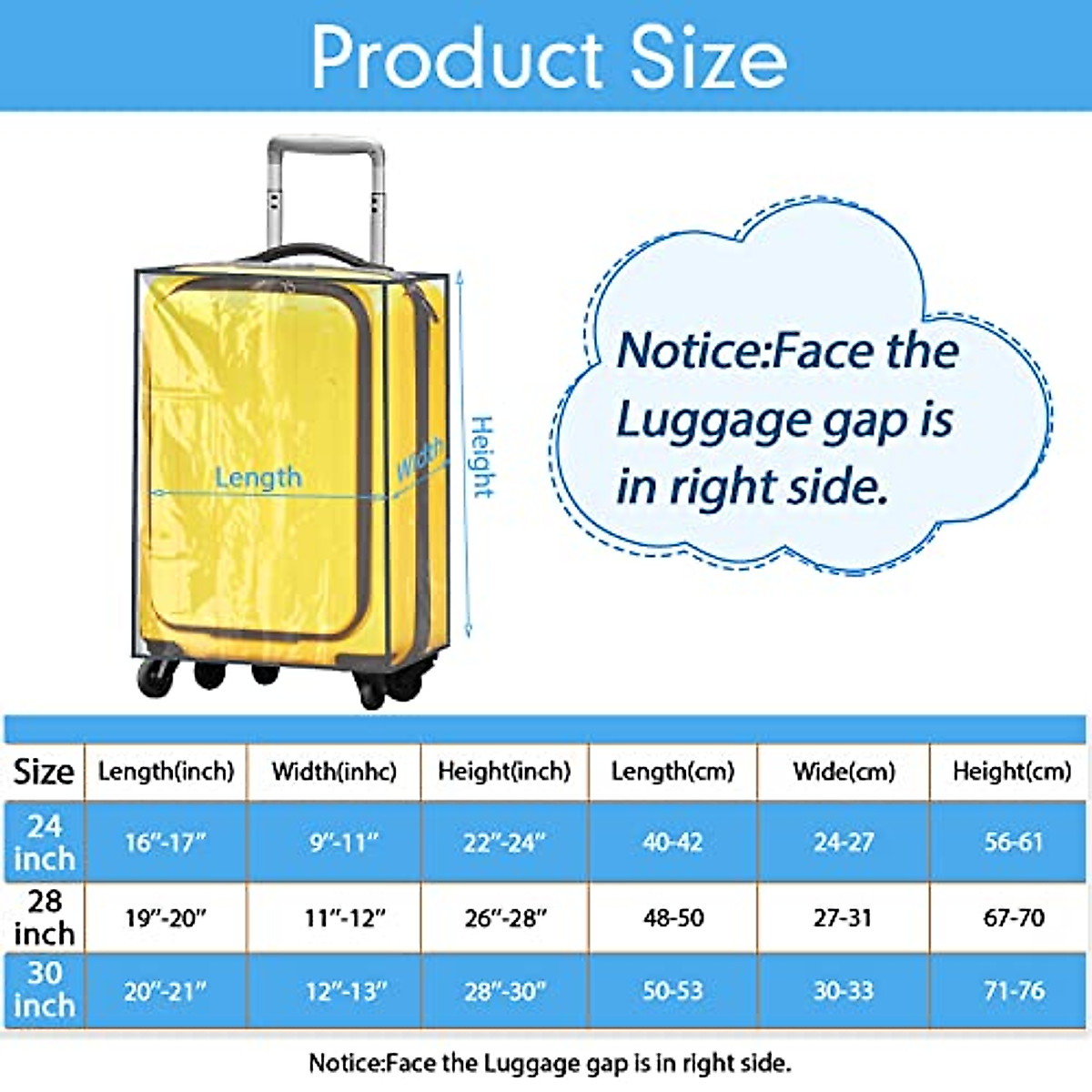 Sadnyy 3 Pieces Clear Luggage Cover PVC Suitcase Luggage Cover Protector Waterproof Cover for Luggage TSA Approved Luggage Cover, 24 Inches, 28 Inches, 30 Inches (Gray)