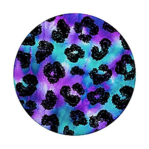 Purple Turquoise Leopard Tie Dye Print PopSockets Swappable PopGrip