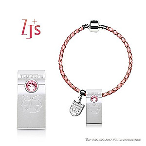 TOPMORE ZJ-S Series USB3.0 Encryption Security Flash Drive Decorated with Leather Braided Bracelet Flash Disk Fashion High Speed Memory Stick (64GB, Pink)