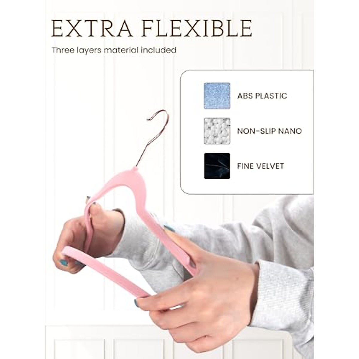 Smartor Pink Velvet Hangers - 50 Pack, Felt Hangers Non Slip Rose Gold Velvet Hangers, Heavy Duty Felt Hanger Flocked Hangers as Coat Hangers, Suit Hangers - Heavy Duty Clothes Hangers Velvet - Pink