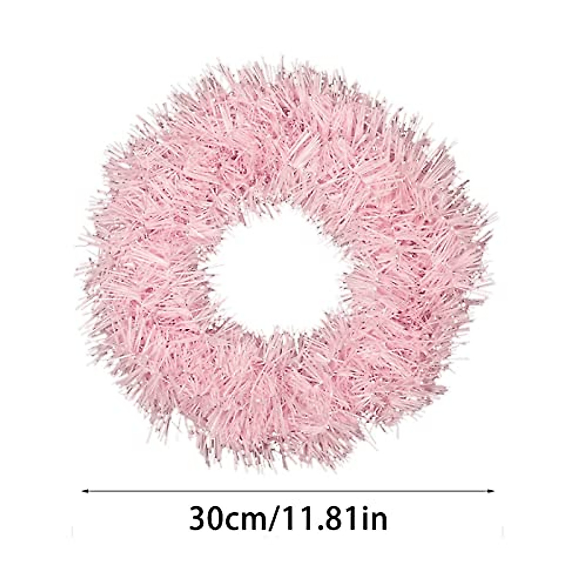 FRAKYEN Christmas Wreath Merry Christmas Garland Holiday Door Wreath Xmas Wreath with Pink Accents for Outdoor Indoor Home Party Décor,12inch