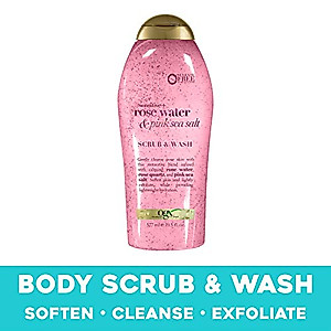 OGX Pink Sea Salt & Rosewater Gentle Soothing Body Scrub, Light Exfoliating Body Wash, Sulfate-Free, 19.5 Ounce, 1.0 Count