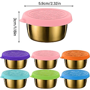 TDZTMNDNB 6x1.6/2.4 Oz Condiment Containers With Lids, Salad Dressing Container To Go, Small Reusable Stainless Steel Sauce Containers For Lunch Boxes Picnics Travel Meal Prep Kitchen Storage