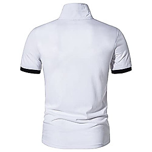 CEHT Mens Polo Shirts Short Sleeve Cotton Golf Polo Shirts for Men Slim Fit Casual Tops White