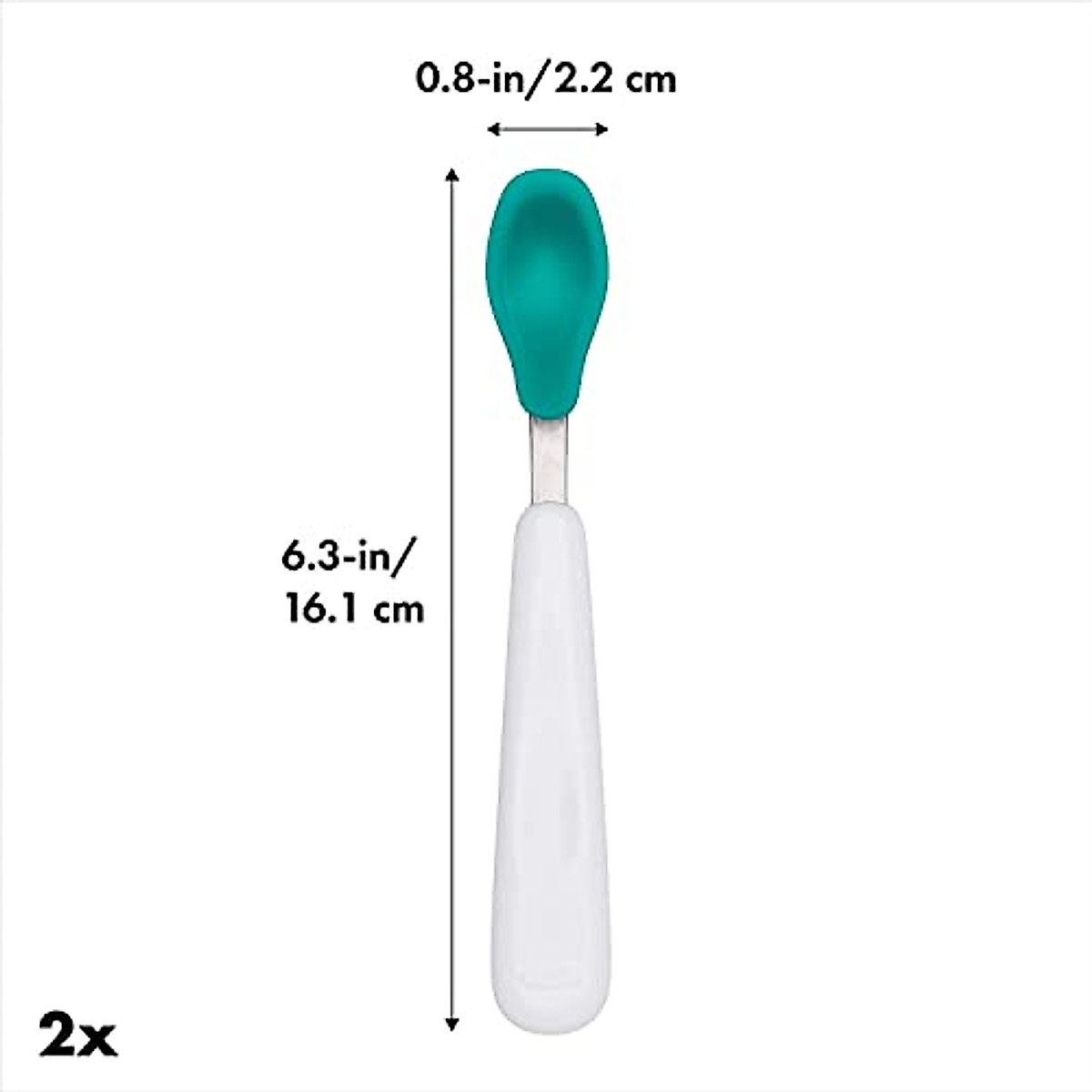 OXO Tot Feeding Spoon Set with Soft Silicone, Navy , 2 Count (Pack of 1)