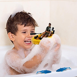 ArtCreativity Small Aquatic Play Set for Kids, Cool Playset with Action Figure, Floating Boat, and 2 Fish, Fun Bathtub Toys for Kids, Great Birthday Gift for Children