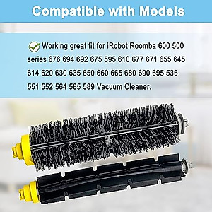Roomba 676 Replacement Parts for iRobot Roomba 600 Series 676 694 675 692 695 677 671 655 645 690 680 660 650 620 614 & 500 Series 595 585 564 Robot Vacuum Cleaner, 2 Bristle & 2 Beater Brush