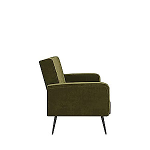 Novogratz 2360979N Z Stevie, Convertible Sofa Bed Couch, Green Velvet Futon