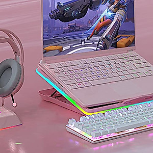 NACODEX Pink RGB Laptop Cooling Pad with 3 Quiet LED Fans and Touch Control for 15.6"-17" Laptop, Adjustable Comfortable Height Portable Cooler, Durable Pure Metal Panel (Pink)