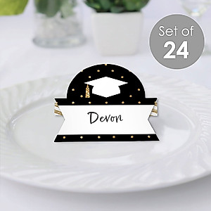 Big Dot of Happiness Gold - Tassel Worth The Hassle - Graduation Party Tent Buffet Card - Table Setting Name Place Cards - Set of 24