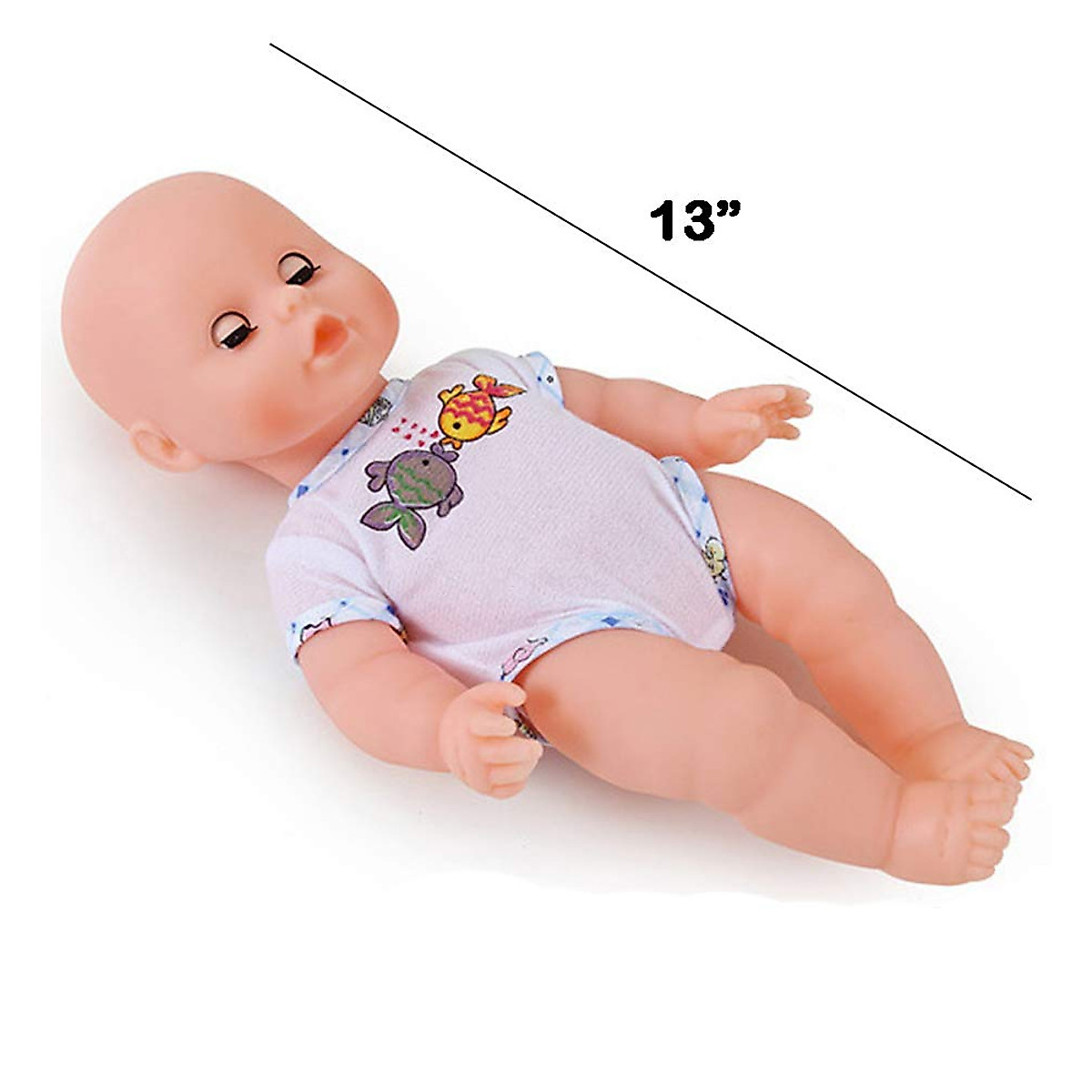 Liberty Imports Baby Bath Toys 13-Inch Little Newborn Doll Bath Set - Real Working Bathtub with Detachable Shower Spray and Accessories for Kids Pretend Play