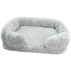 Valcla Dog Bed Creative Pet Dog Sofa Bed Square Kennel Pet Bed Cat Pad Autumn and Winter Warm Pet Kennel Removable for Cleaning Pet Bed (Color : Light Gray, Size : XX-Large)