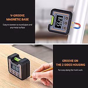 Digital Electronic Level and Angle Gauge, Angle Finder with Bubble Level and Magnetic Base, High Contrast Display for All Environment, Measuring Tool for Carpentry, Building, Automobile, Masonry