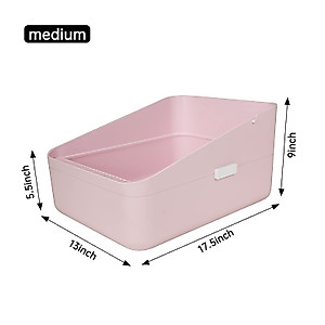 Sfozstra Open Litter Box,Prevent Sand Leakage, Durable High Side Sifting Litter Box for Small Cats,Enclosed,Secure and Odor Litter Box, Removable Litter Box, Easy to Clean(Pink M)