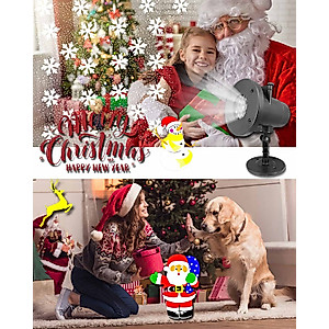 Christmas Projector Lights Outdoor Decorations, KITASST Upgrade Led Xmas Halloween Snowfall Santa Projection Lamp, Waterproof Landscape Lighting for Party Garden Holidays House Indoor Outside(Black)