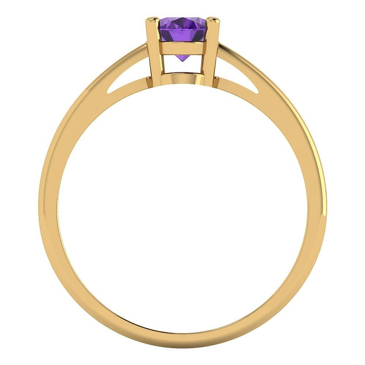 Clara Pucci 1.0 ct Oval Cut Solitaire Natural Amethyst gemstone Wedding Bridal Designer Anniversary Engagement Ring Real 14k Yellow Gold