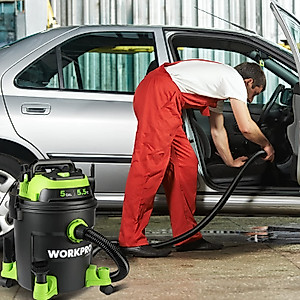 WORKPRO 5 Gallon Wet/Dry Shop Vacuum, 5.5 Peak HP Shop Vac Cleaner with HEPA Filter, Hose and Accessories for Home/Jobsite