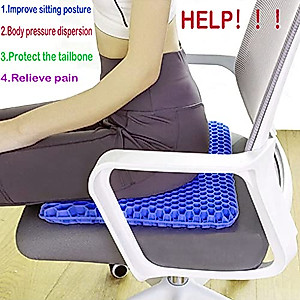 Gel Support Cushion，Gel Seat Cushion,with Non-Slip Cover,Help for Relieving Back Pain ,use for The Car,Office,Wheelchair (Blue)