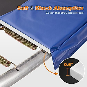 Exacme Trampoline Pad Replacement Round Safety Spring Cover, No Hole for Pole (Blue, 12 Foot)