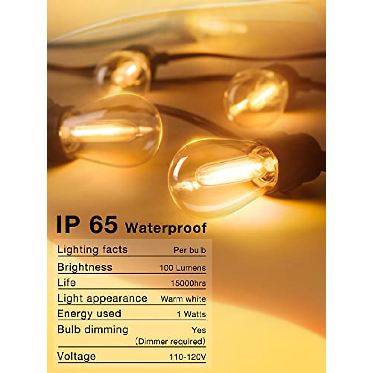 addlon 100FT(2-Pack*50FT) LED Outdoor String Lights with 30 Edison Vintage Shatterproof Bulbs, Commercial Grade Patio Lights, IP65 Waterproof for Balcony, Backyard and Garden, Warm White