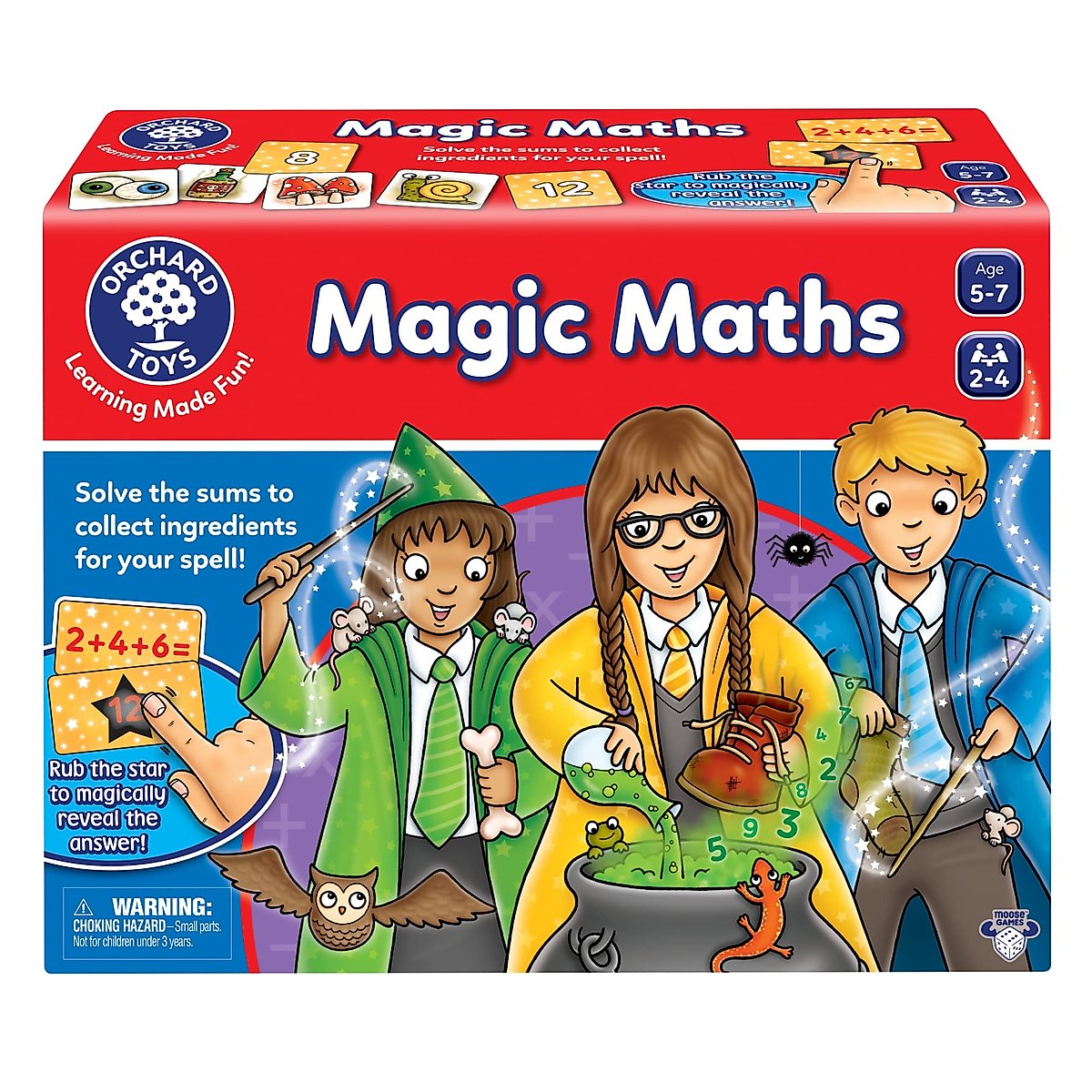 Orchard Toys Moose Games Magic Maths Game. an exciting and spellbinding Math Game. for Ages 5-7 and for 2-4 Players