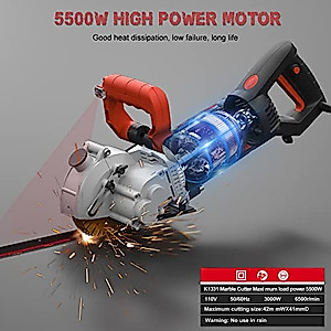 LASIEYO Wall Chaser Concrete Cutter, 5500w Electric Concrete Groove Cutting Machine with 5 Pieces Saw Blades and Laser Function for Brick Granite Marble Concrete, 42mm Cutting Width and Cutting Depth