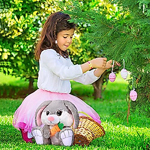 Chalyna 8 Inch Easter Plush Bunny Rabbit Stuffed Animal Gray Floppy Ear Sitting Bunny Huggable and Washable Bunny Plush Toy Gift for Kids Girls Boys Birthday Easter Stuffers Birthday Party Supplies