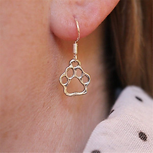 ONLYJUMP Footprint Earrings for Women Girls Unique Cute Funny Silver Plated Baby Puppy Dog Cat Pet Paw Print Dangle Drop Earrings Birthday Christmas Gift (Dog Paw)