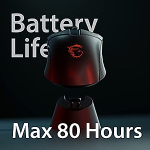 MSI Clutch GM41 Lightweight Wireless Gaming Mouse & Charging Dock, 20,000 DPI, 60M Omron Switches, Fast-Charging 80Hr Battery, RGB Mystic Light, 6 Programmable Buttons, PC/Mac
