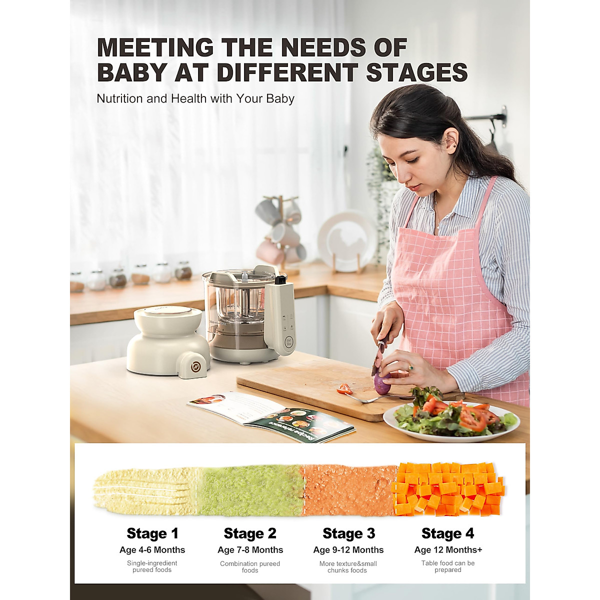 Babynutri Auto Baby Food Maker, Glass Baby Food Mills, Baby Blender & Steamer and Puree Maker with Auto Cooking, Easy Cleaning, Dishwasher Safe, Cook at Home, Touch Screen Control