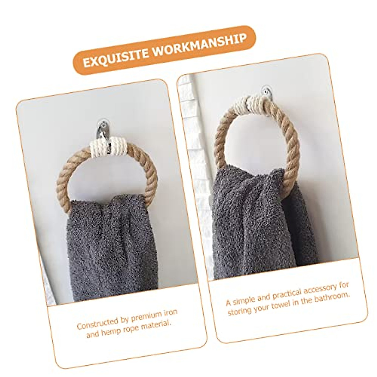 Veemoon Kitchen Rings Wooden Stand Wall-Mounted Bohemian Woven Decorative Accessories Hand Ring Bath Shower Design Storage Rope Bathroom Mount Holder Towel Bedroom Shape Rack Rustic