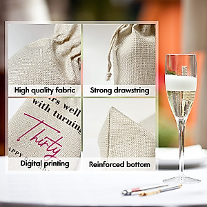 Zodvery 30th Birthday Wine Gift Bags - Gift for Thirty Birthday, 30 Years Old- Reusable Burlap With Drawstring Gift Bag (5.5"x 13.5")-1 Pcs/jiu020