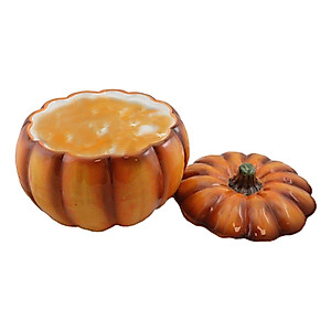 Ebros 6" Diameter Home And Kitchen Gourmet Vegetable Pumpkin Soup Or Dessert Bowl With Lid Ceramic Decor Dinnerware For Halloween Pumpkins Party Accent (1)