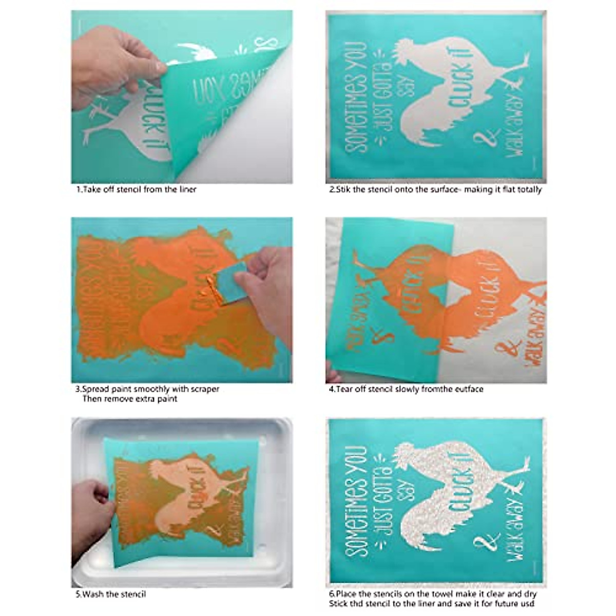 BOOLOOEN Silk Screen Stencils,Reusable Self-Adhesive Chalk Stencils, Family Sentiments,for Home Decor/Printing on Wood/Fabric/Wall/Cup/Plate/Glass/Paper,8.5 x 11“8pcs (Family Theme)